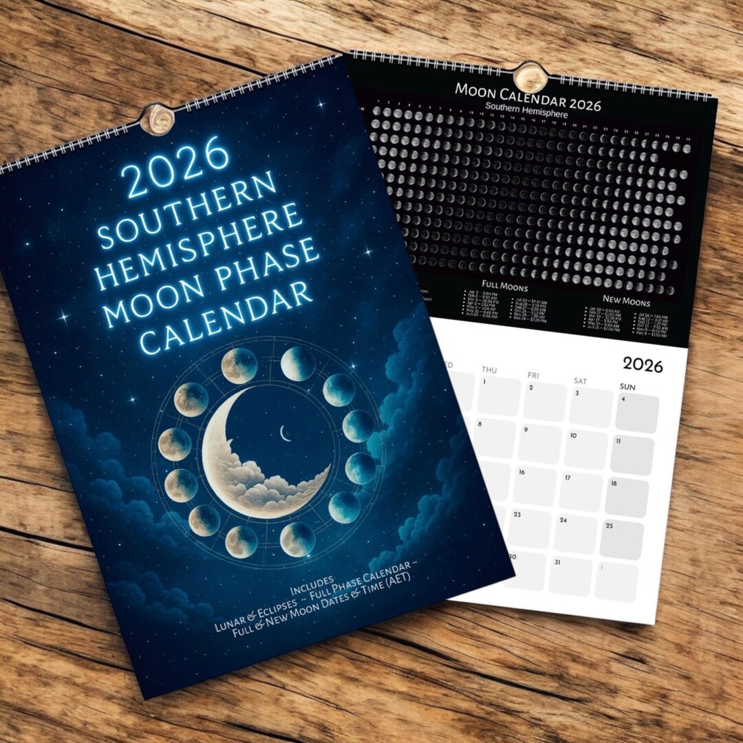 2026 Southern Hemisphere Moon Phase Calendar With Eclipses, Full / New ...