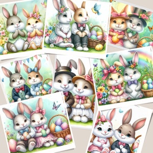 Mr & Mrs Easter Bunny Water Colour and Clipart Bundle 15 Images - Etsy