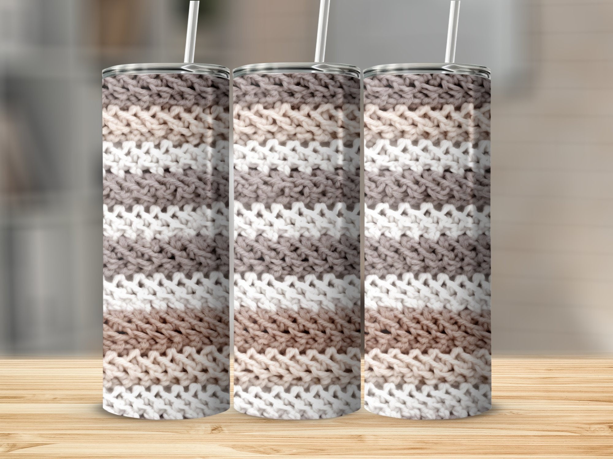 Neutral Tone Yarn 20 Oz Skinny Tumbler Sublimation 3D Design, Straight ...