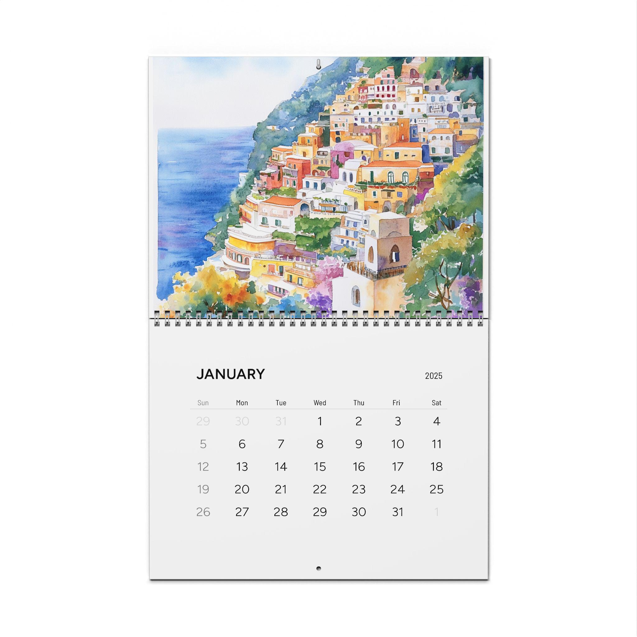 Watercolour Scenic Italy Wall Calendar 2025, Stunning Italian Landscape ...