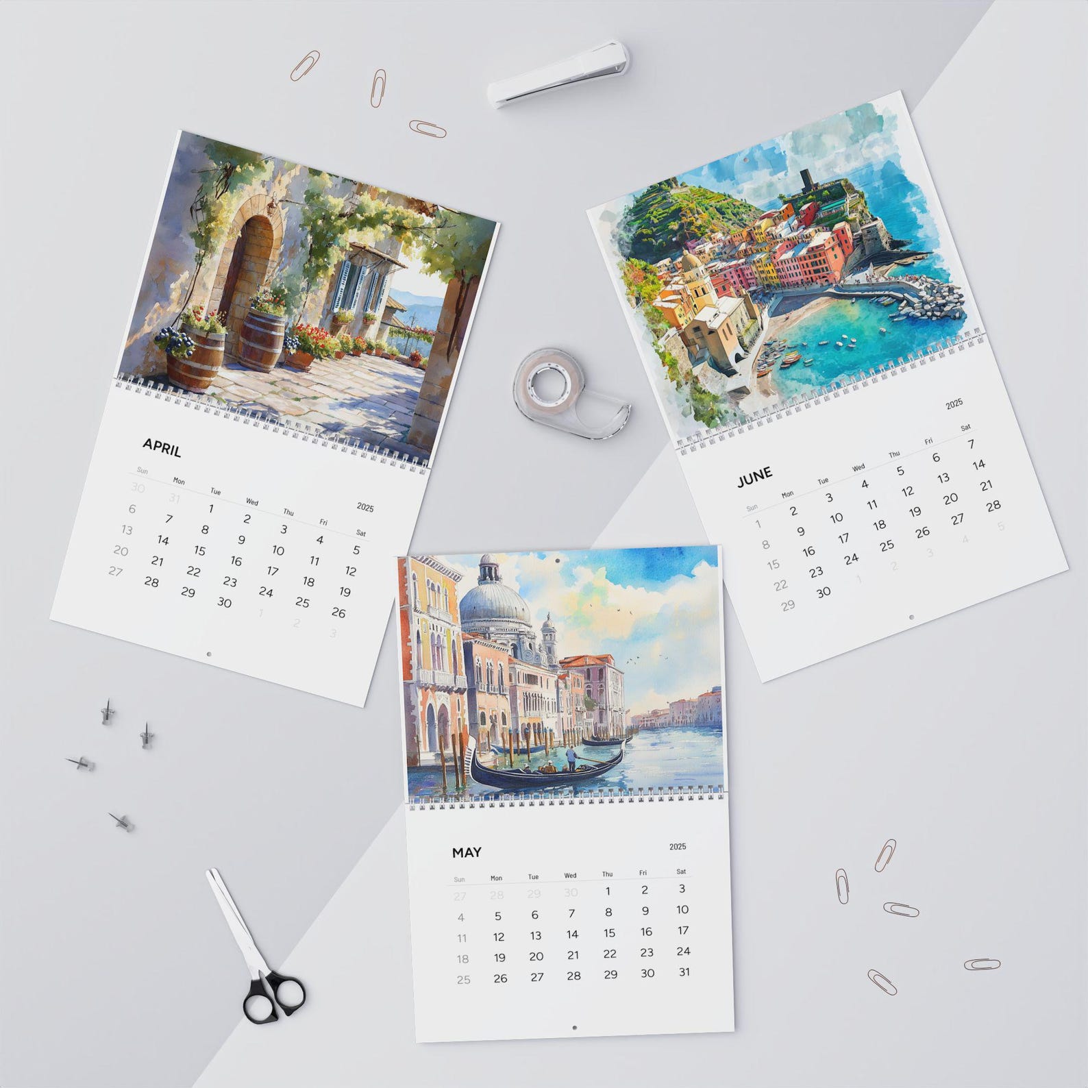 Watercolour Scenic Italy Wall Calendar 2025, Stunning Italian Landscape ...