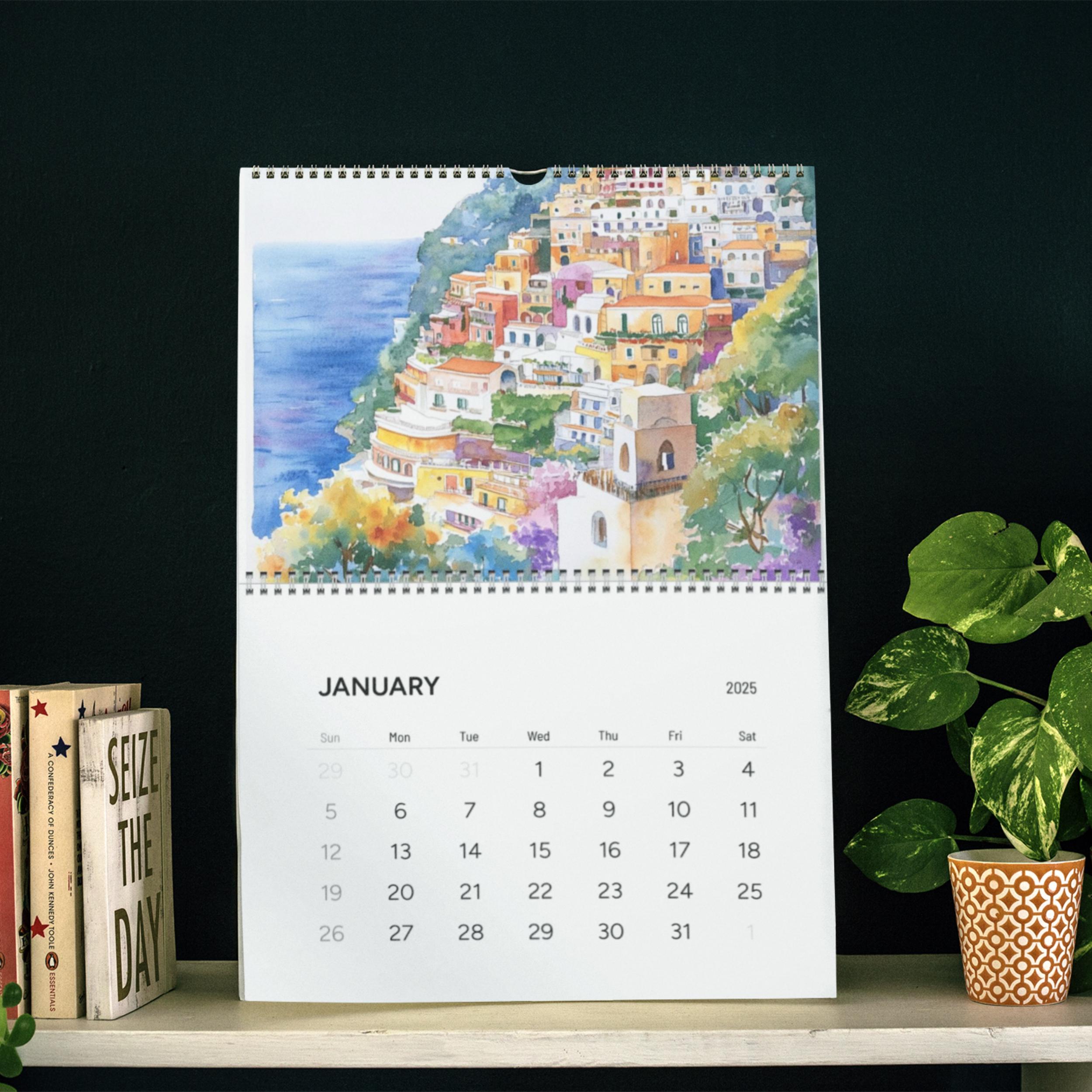 Watercolour Scenic Italy Wall Calendar 2025, Stunning Italian Landscape ...