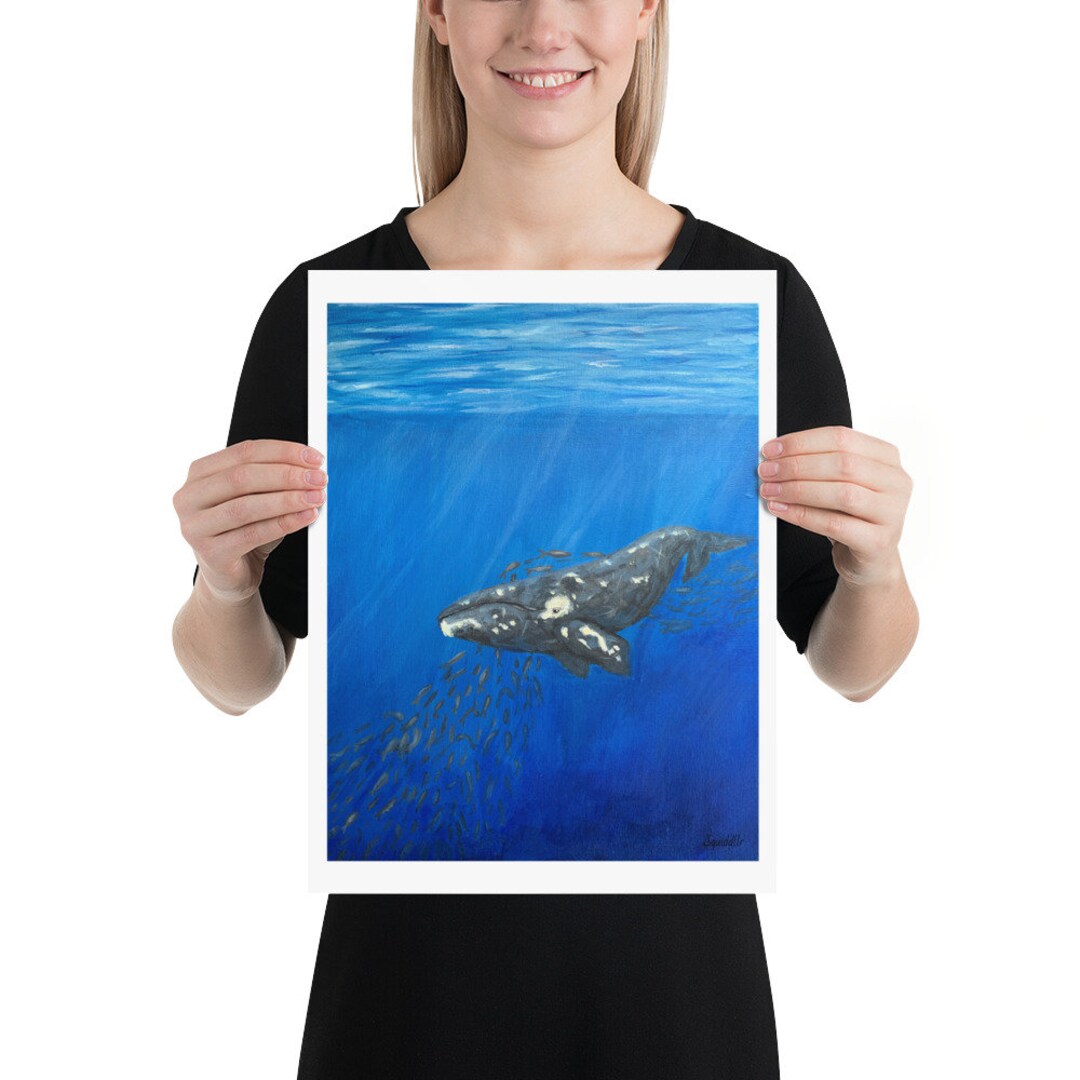Right Whale Poster Whale Painting Underwater Ocean Artwork Acrylic ...