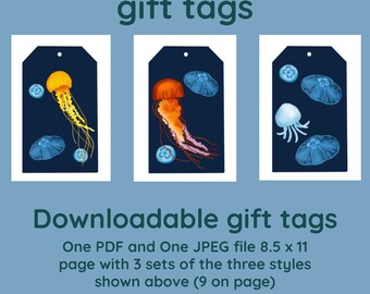 Jellyfish Tags Round Paper Gift Tags Set of 10 - Etsy