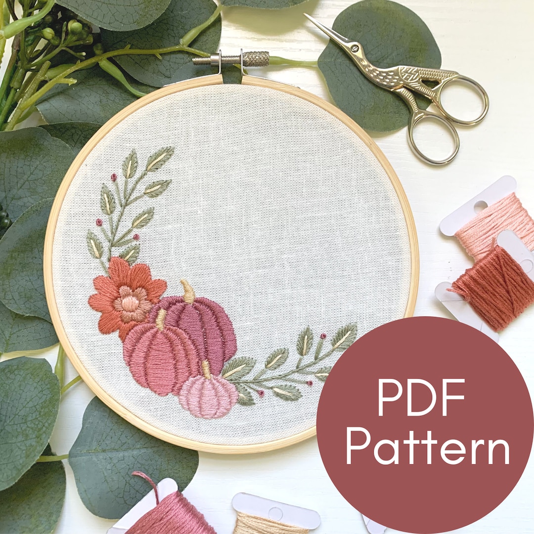 PDF Pattern, Pink Pumpkins, Fall Embroidery, Embroidery Pattern - Etsy
