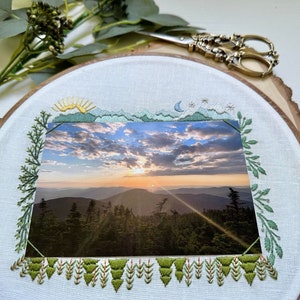PDF Pattern, Nature Embroidery, 4x6" Frame, Mountain Range, Forest ...