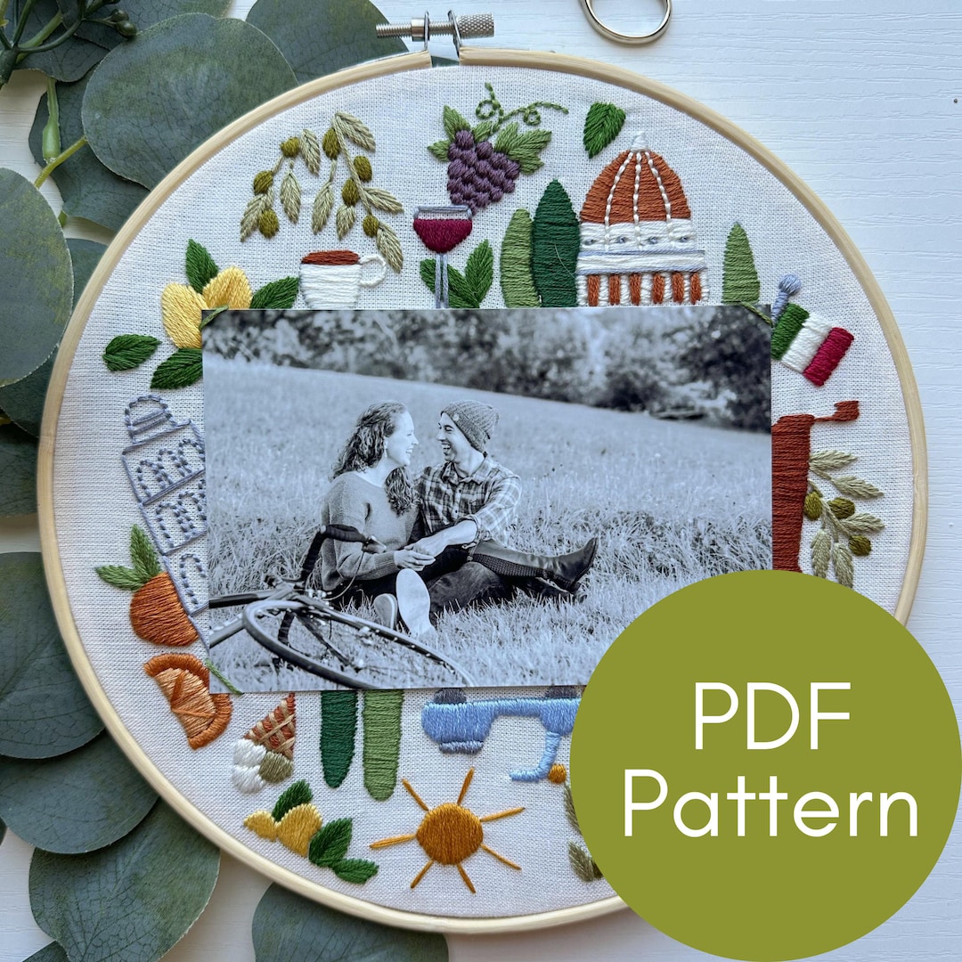 PDF Pattern, Italy Embroidery, 4x6" Frame, Summer Vacation, Photo Frame ...