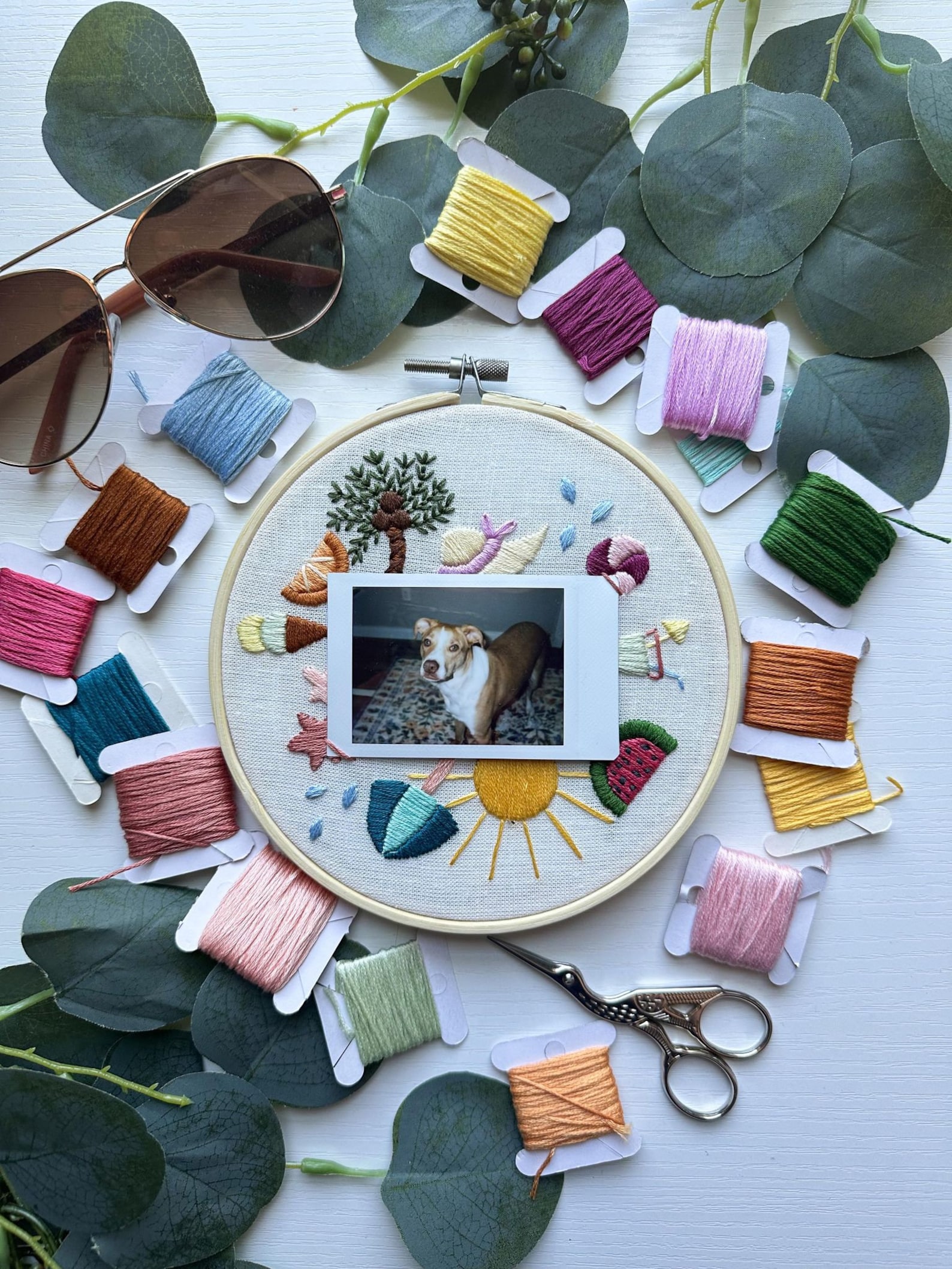 PDF Pattern, Beach Embroidery, Instax Mini Polaroid Frame, Photo Memory ...