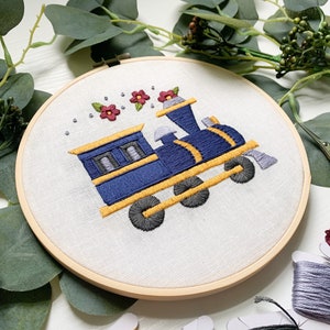 PDF Pattern, Train Embroidery, Nursery Decor, Locomotive, Embroidery ...