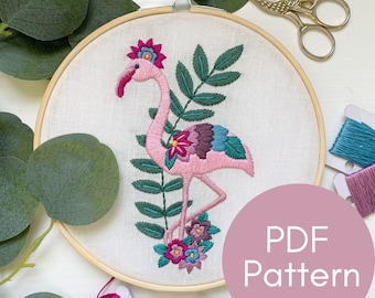 Flamingo Hand Embroidery - Etsy