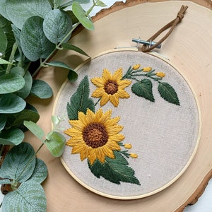 PDF Pattern, Sunflower Half Wreath, Embroidery Pattern, Summer - Etsy