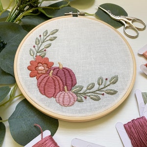 PDF Pattern, Pink Pumpkins, Fall Embroidery, Embroidery Pattern - Etsy