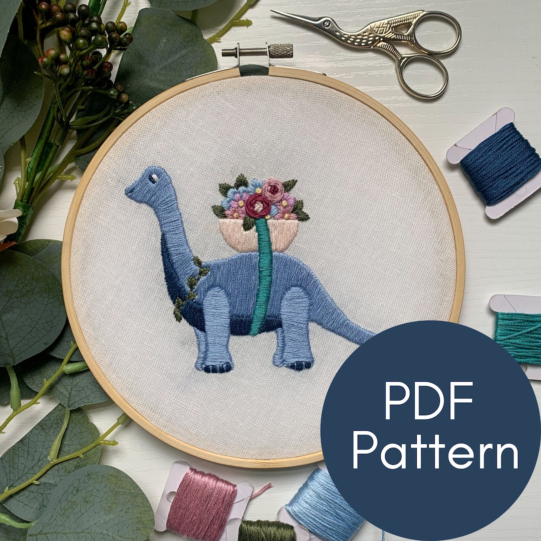 PDF Pattern, Dinosaur, Embroidery Pattern, Nursery Decor, Baby Gift - Etsy