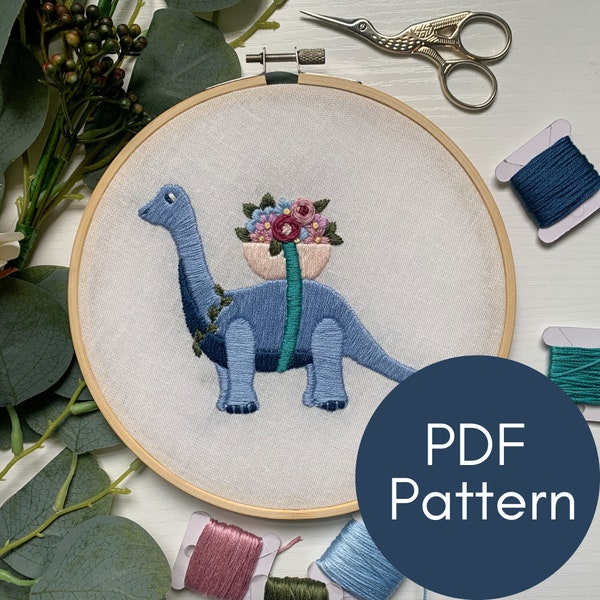 Dinosaur Embroidery Pattern - Etsy