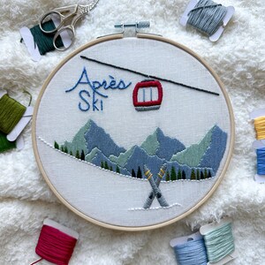 PDF Pattern, Après Ski, Winter Embroidery, Snowy Mountains, Embroidery ...