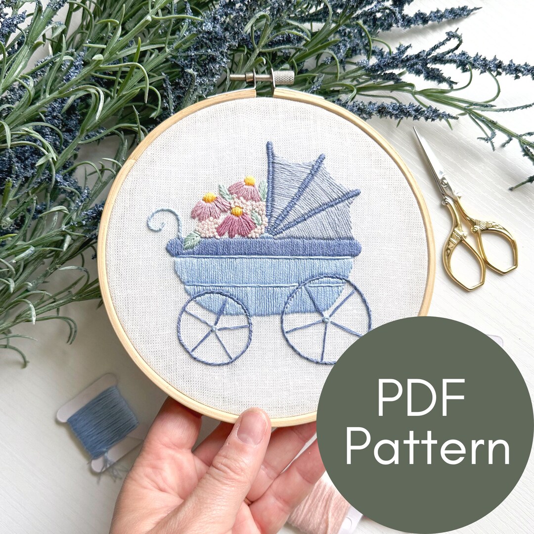 PDF Pattern, Baby Carriage, Nursery Decor, Baby Shower Gift, Embroidery ...