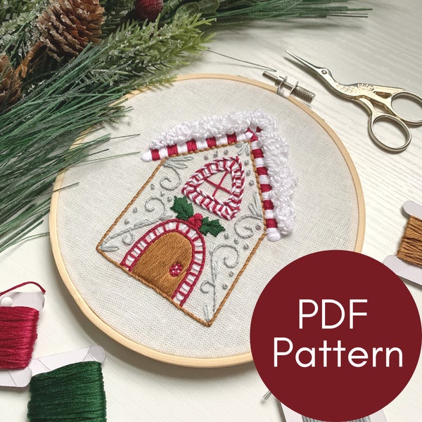 Gingerbread House Embroidery Design - Etsy