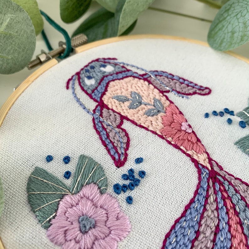 Koi Fish Hand Embroidery Pattern Fish Embroidery Digital - Etsy