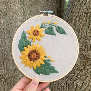 PDF Pattern, Sunflower Half Wreath, Embroidery Pattern, Summer - Etsy