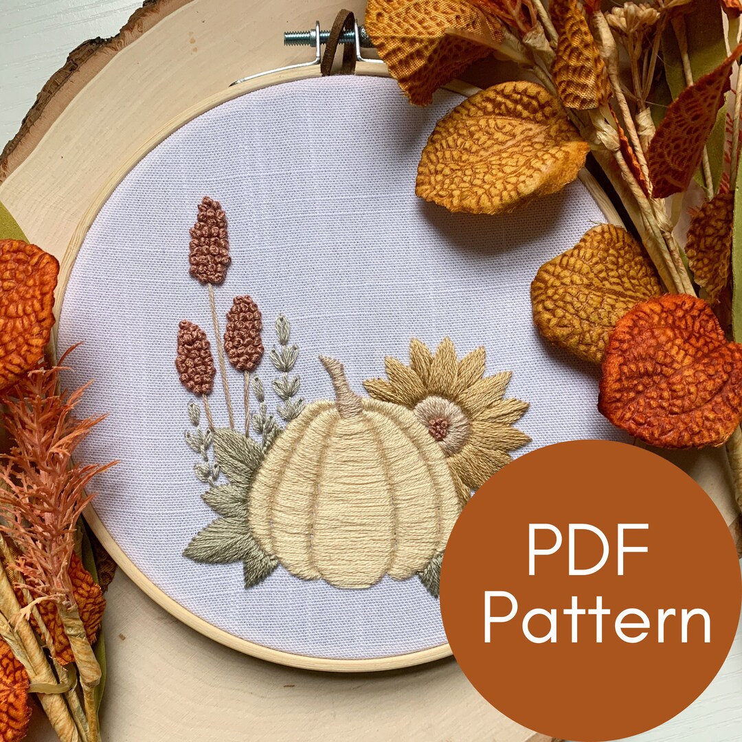 PDF Pattern, Pumpkin, Fall Embroidery, Autumn Design, Sunflower ...
