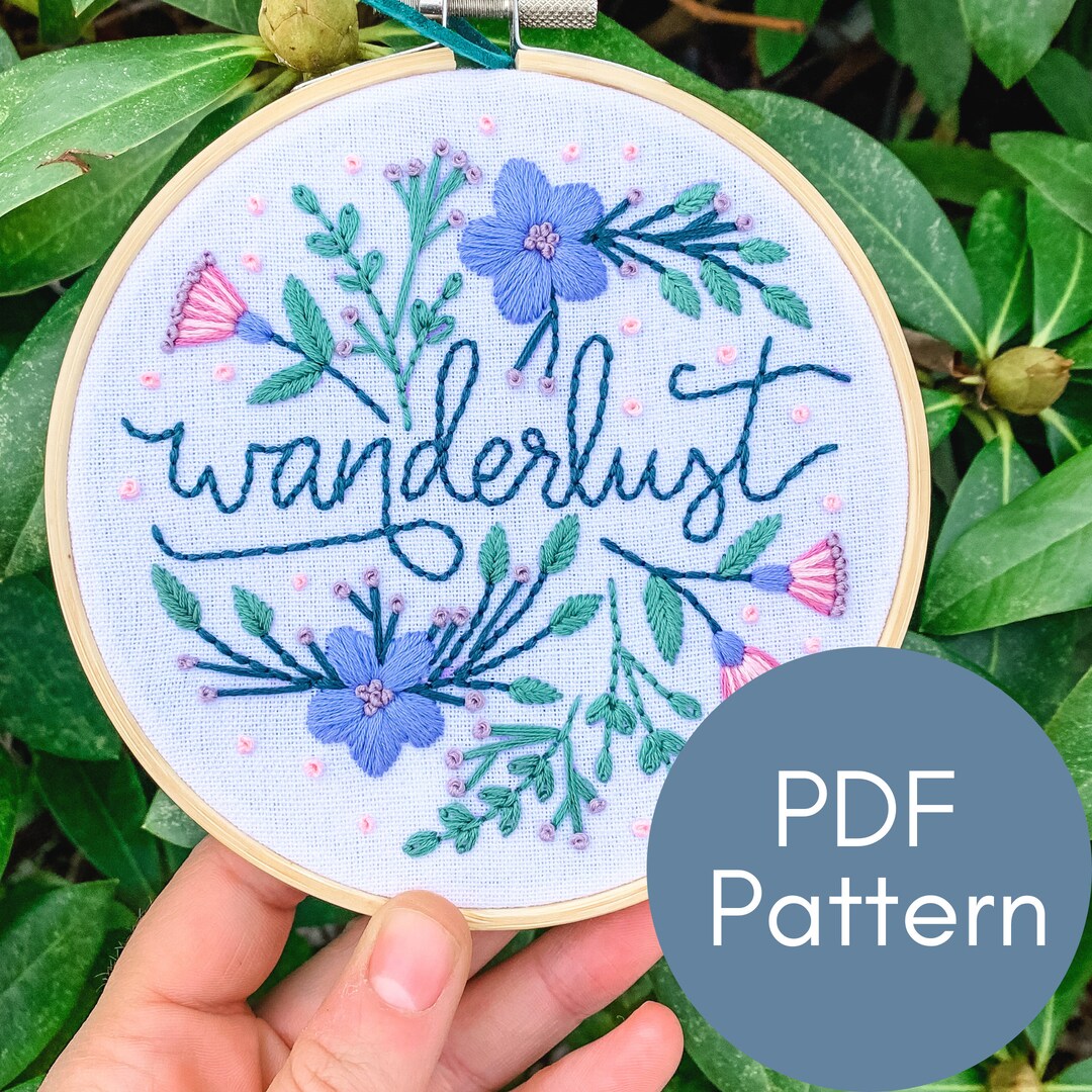 PDF Pattern, Wanderlust, Embroidery Pattern, Travel Theme, Beginner ...