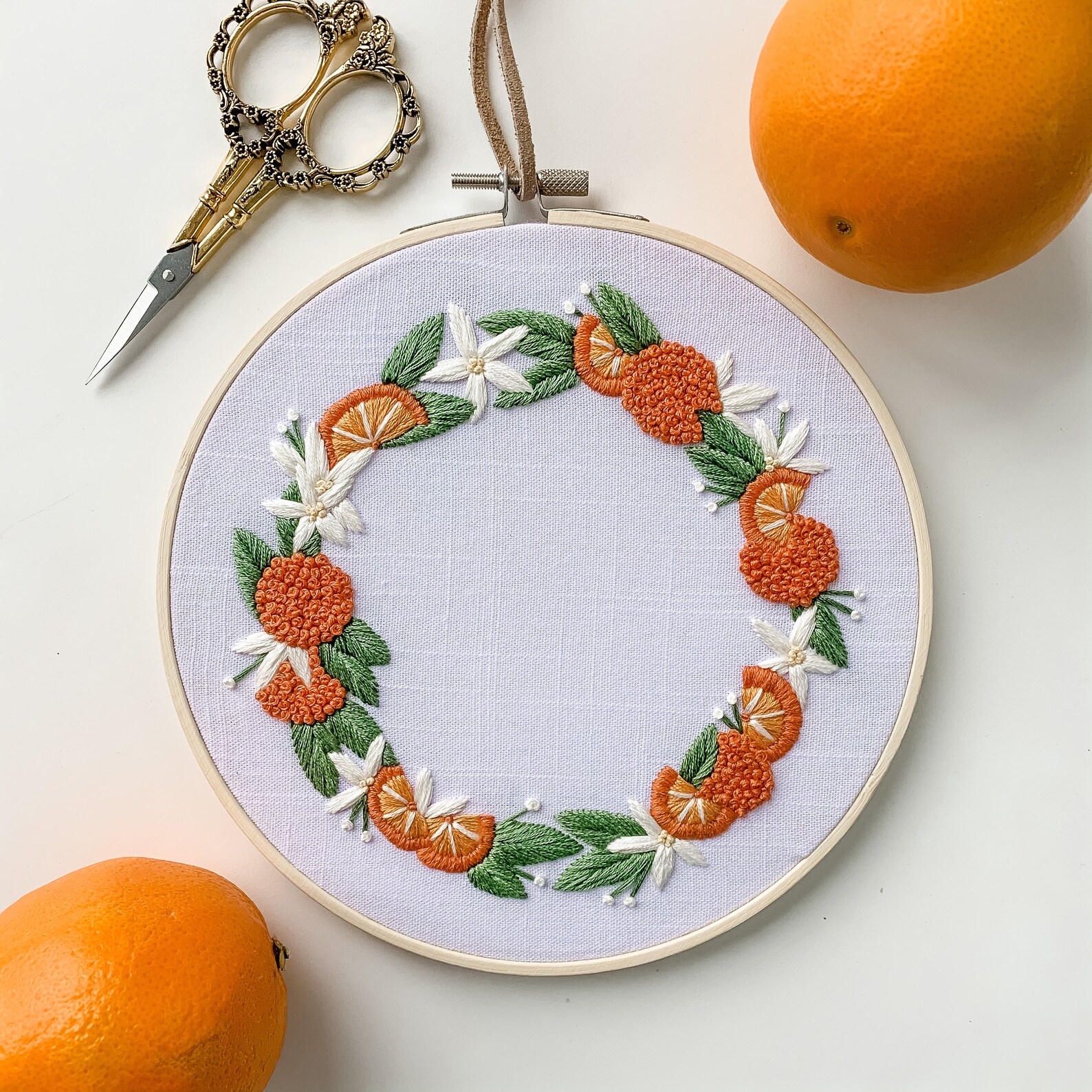 PDF Pattern Orange Wreath Embroidery Pattern Citrus - Etsy