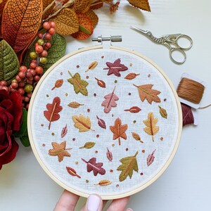 PDF Pattern, Autumn Leaves, Fall Embroidery, Maple, Oak, Embroidery ...