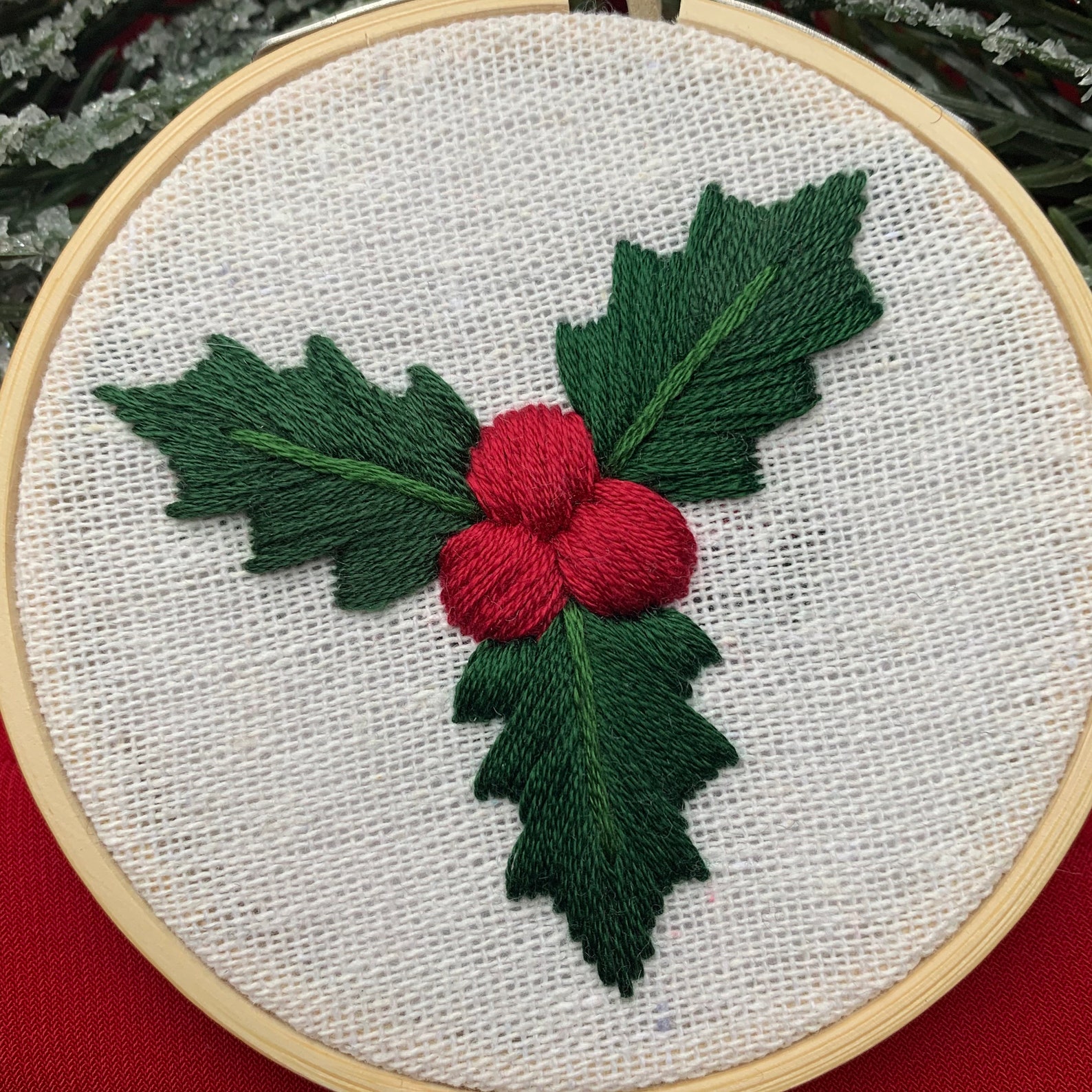 Holly Christmas Embroidery PDF Embroidery Pattern Video - Etsy
