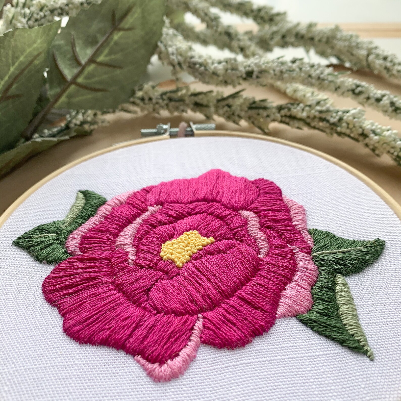 Beginner Embroidery Simple Peony Pattern Floral Embroidery Etsy