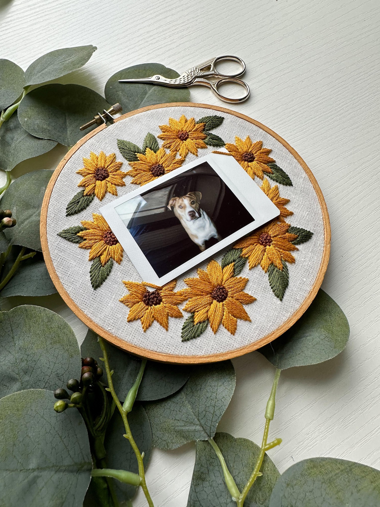 PDF Pattern, Sunflower Embroidery, Instax Mini Polaroid Frame, Photo ...