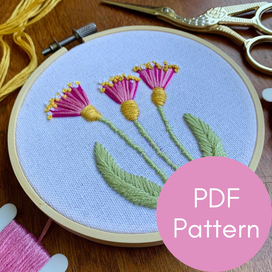 PDF Pattern, Pink Flowers, Embroidery Pattern, Video Tutorials ...