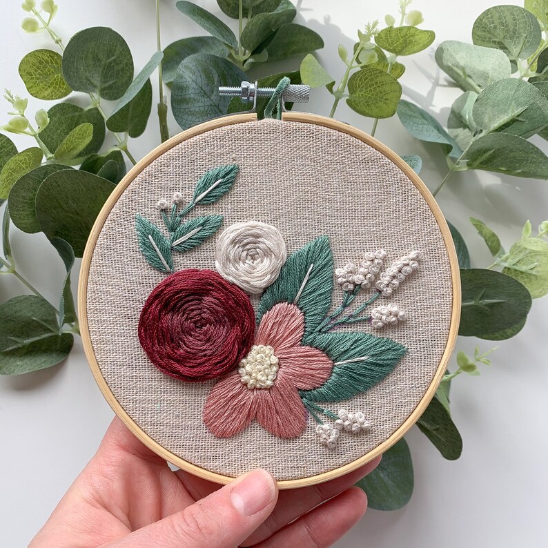 PDF Pattern Farmhouse Flowers Embroidery Pattern Beginner - Etsy