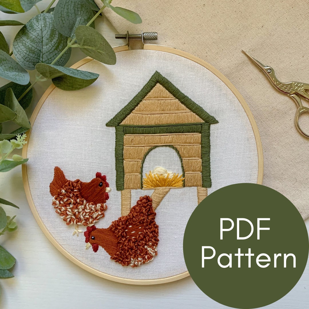 PDF Pattern, Chickens, Embroidery Pattern, Farm Animals - Etsy