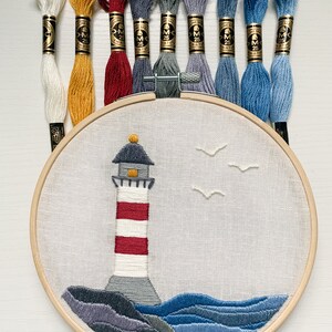 PDF Pattern, Lighthouse Embroidery, Nautical Design, Ocean Scene ...