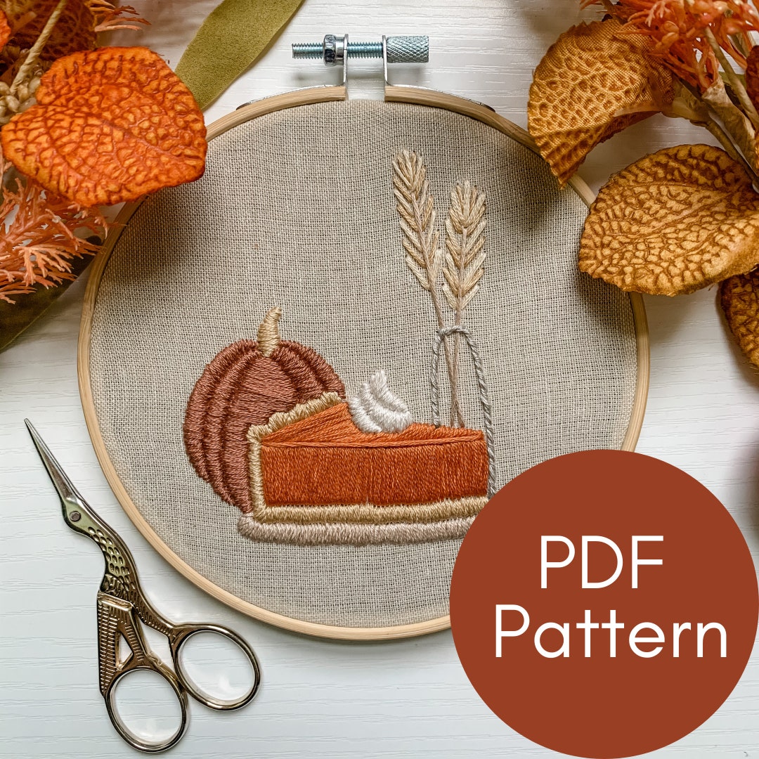 PDF Pattern, Pumpkin Pie, Fall Embroidery, Embroidery Pattern ...