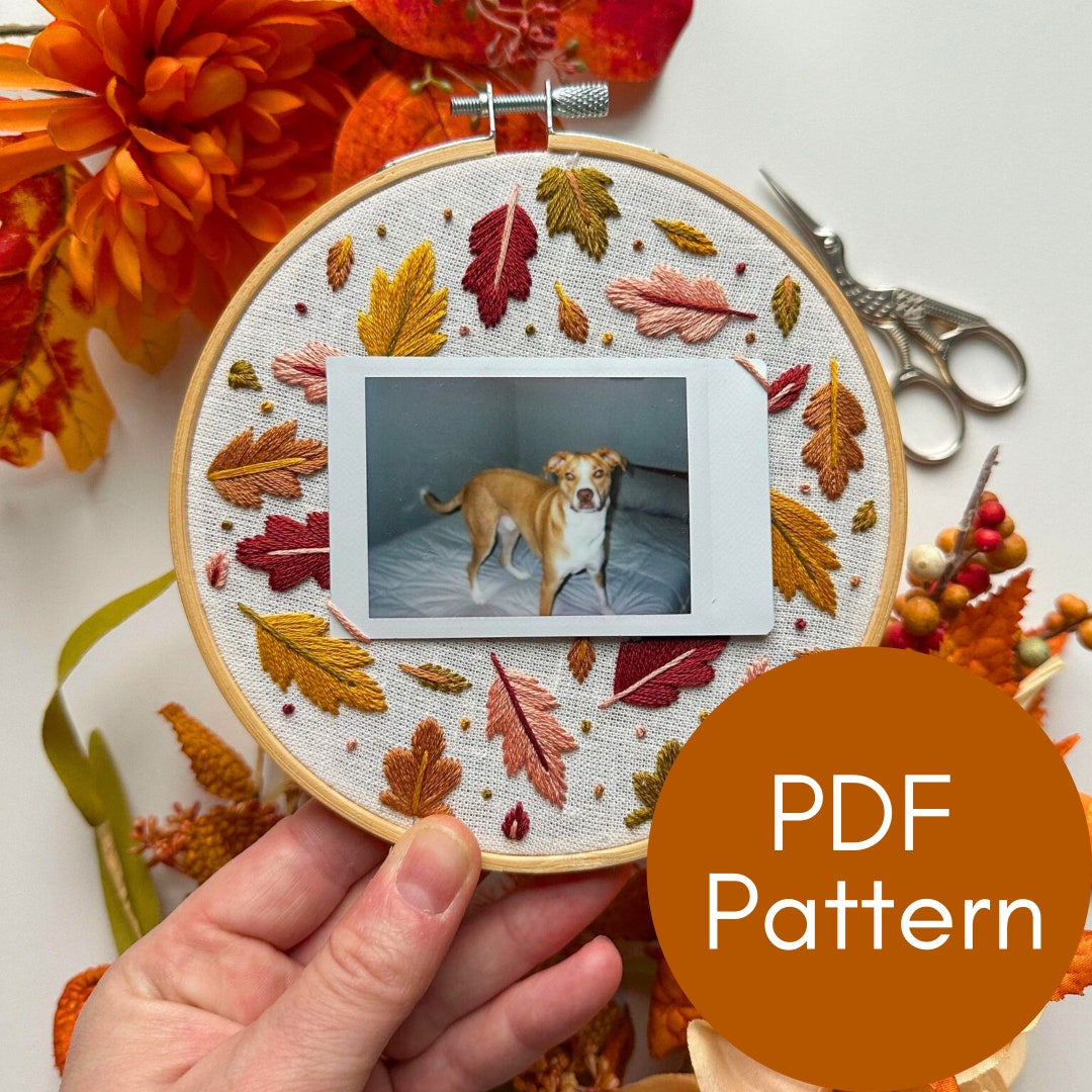 PDF Pattern, Fall Embroidery, Instax Mini Polaroid Frame, Photo Memory ...