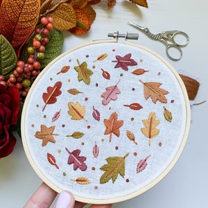 PDF Pattern, Autumn Leaves, Fall Embroidery, Maple, Oak, Embroidery ...