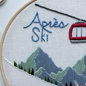 PDF Pattern, Après Ski, Winter Embroidery, Snowy Mountains, Embroidery ...
