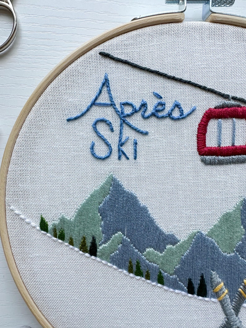 PDF Pattern, Après Ski, Winter Embroidery, Snowy Mountains, Embroidery ...