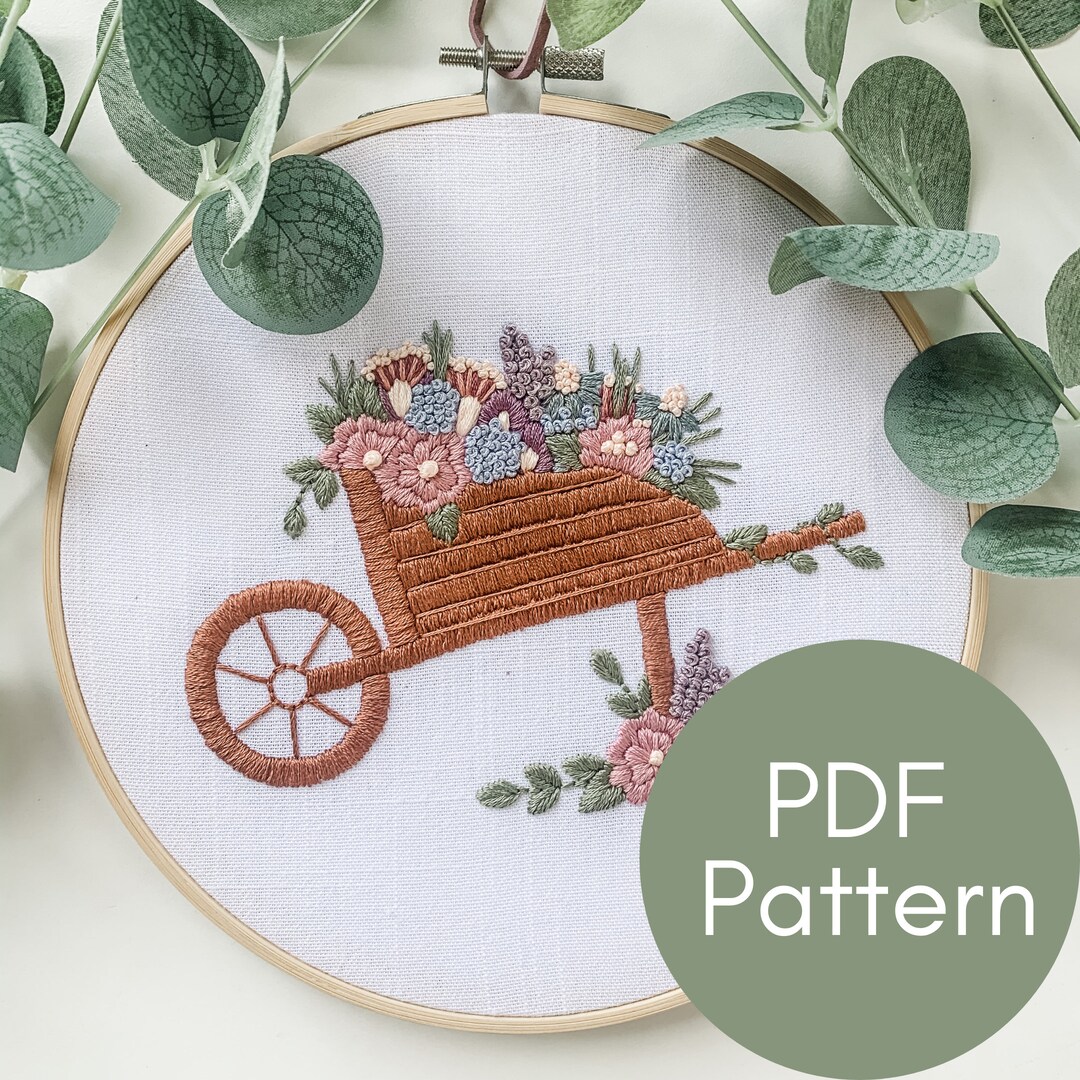 PDF Pattern, Antique Wheelbarrow, Embroidery Pattern, Mother's Day Gift ...