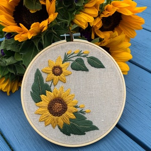 PDF Pattern, Sunflower Half Wreath, Embroidery Pattern, Summer - Etsy