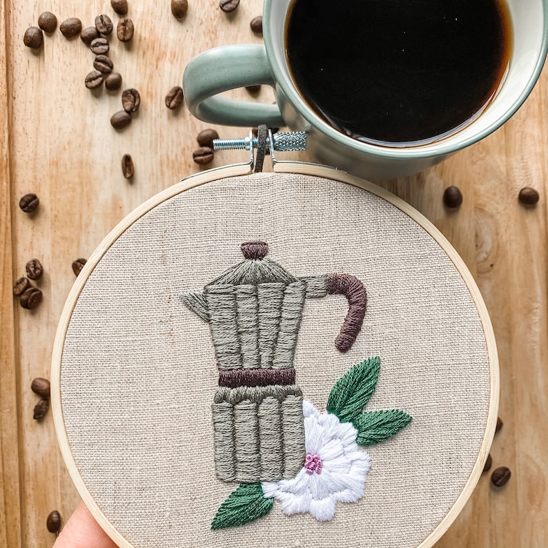 PDF Pattern, Espresso Maker, Coffee Embroidery, Café, Embroidery ...