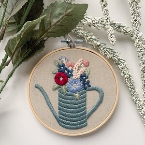 PDF Pattern, Floral Watering Can, Embroidery Pattern, Garden Design - Etsy