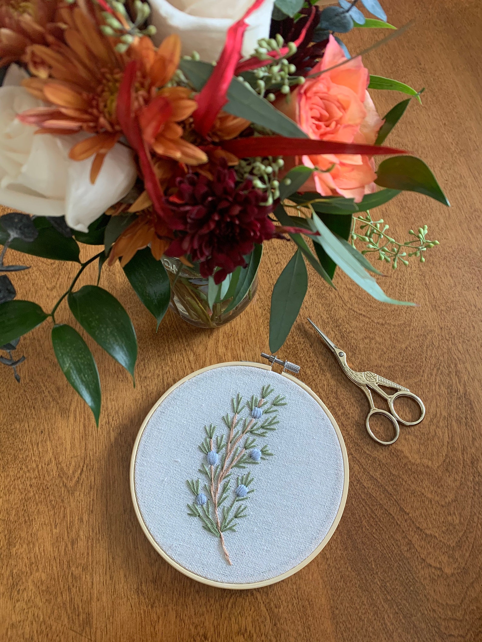 PDF Pattern, Juniper Branch, Embroidery Pattern, Beginner Embroidery ...