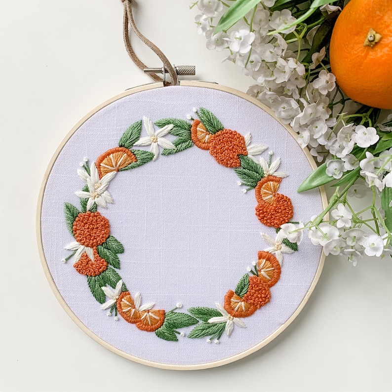 PDF Pattern Orange Wreath Embroidery Pattern Citrus - Etsy