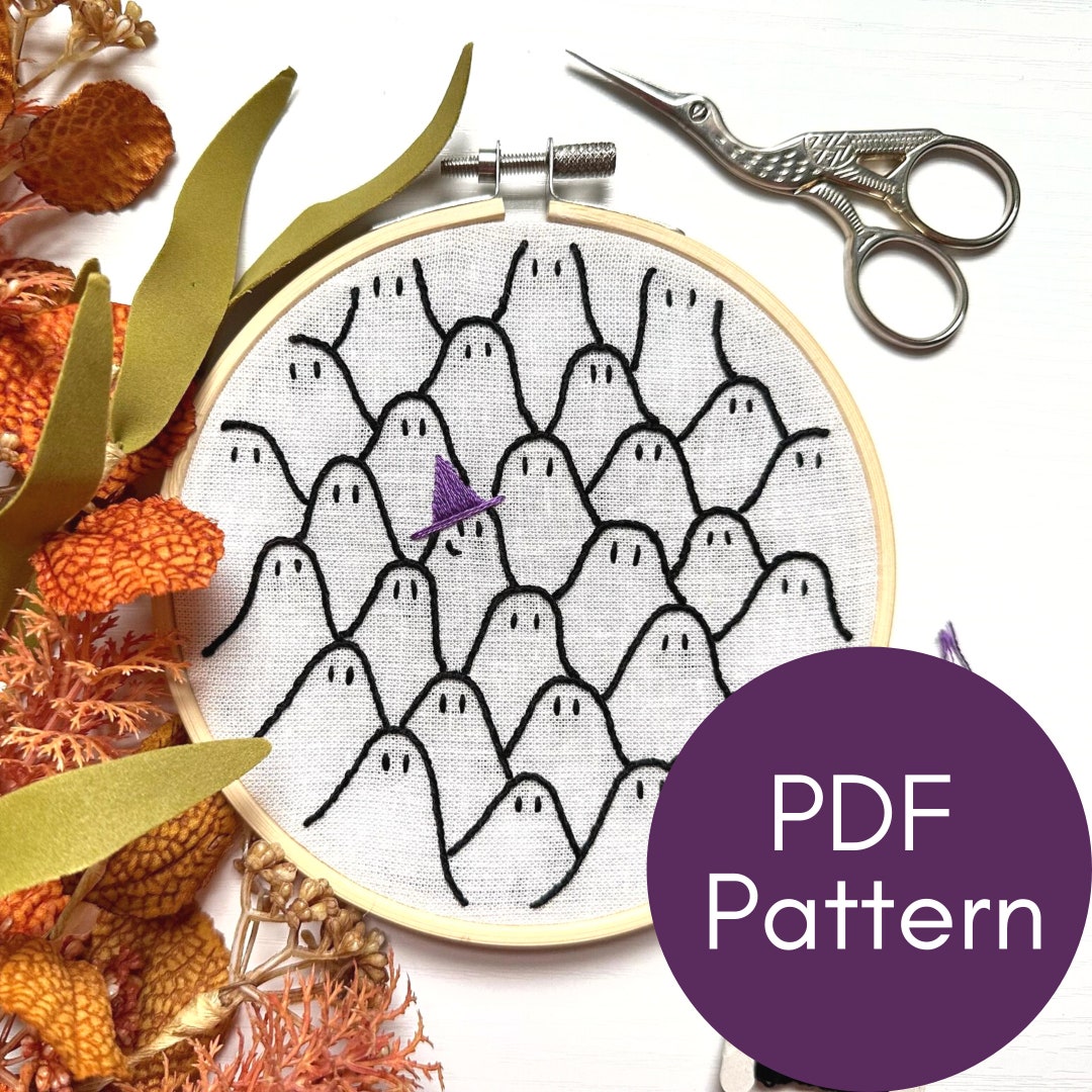 PDF Pattern, Cute Ghosts, Halloween, Embroidery Pattern, Spooky - Etsy