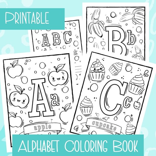 ABC Alphabet Coloring Pages Preschool Activity Kindergarten - Etsy