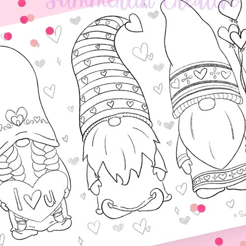 Love Gnome Coloring Page Instant Download Coloring Sheet - Etsy