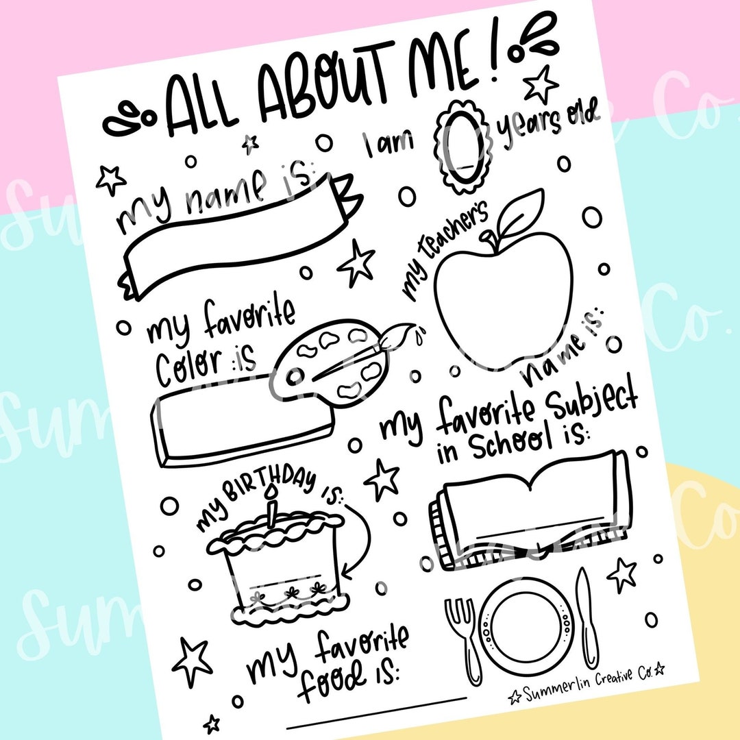 Fill in the Blank, All About Me Template for Students, Printable First ...