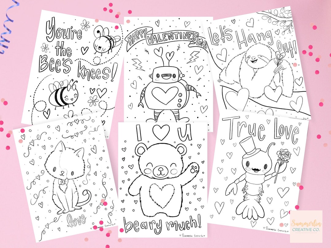Valentine's Day Coloring Page Printable Coloring Sheets With Robot ...